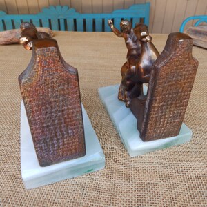 Artemetalica Woman Bucking Bronco Rider Bookends ~ Green Banded Onyx ...