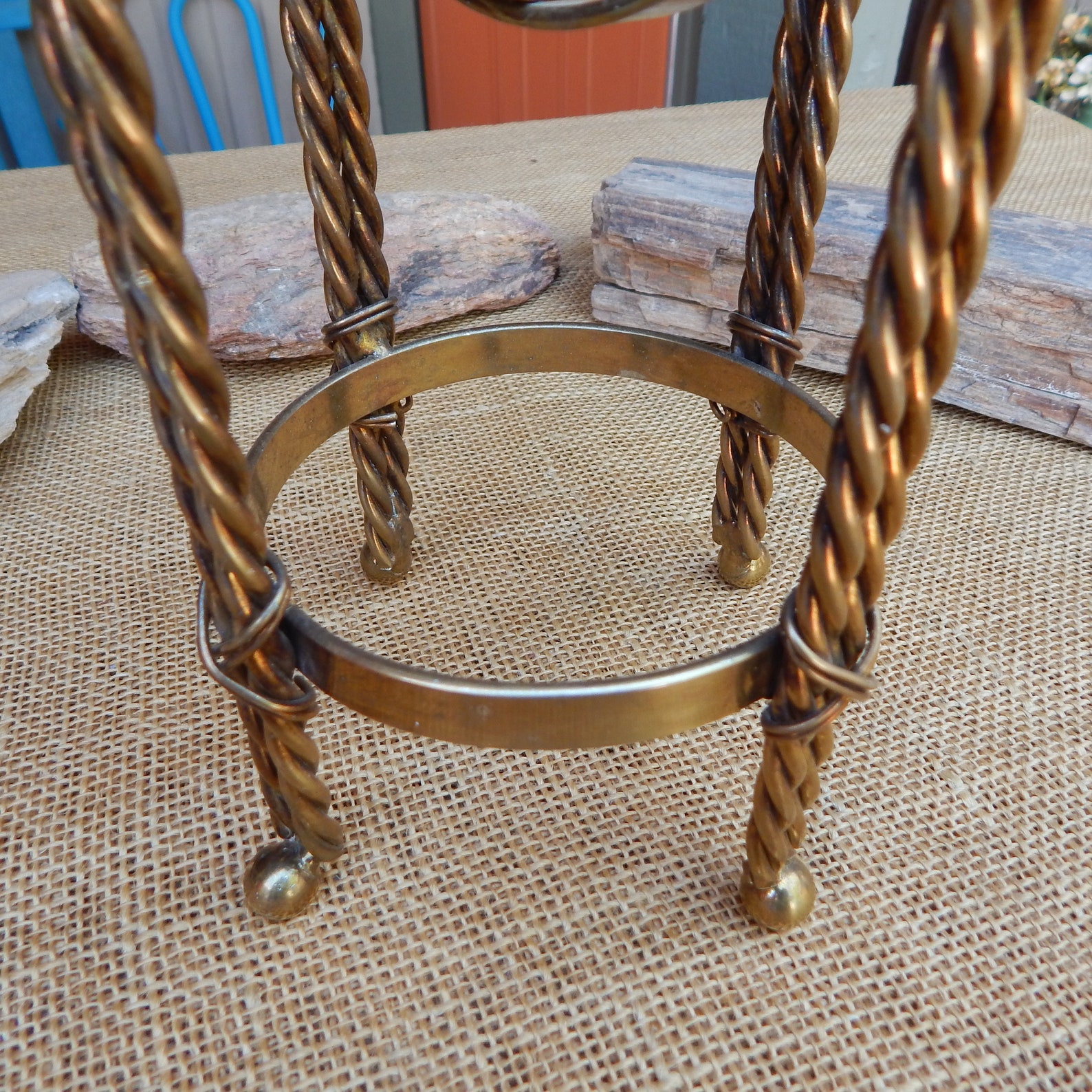 Twisted Rope Candle Stand Antique Brass Finish Candle Stand or Orb ...
