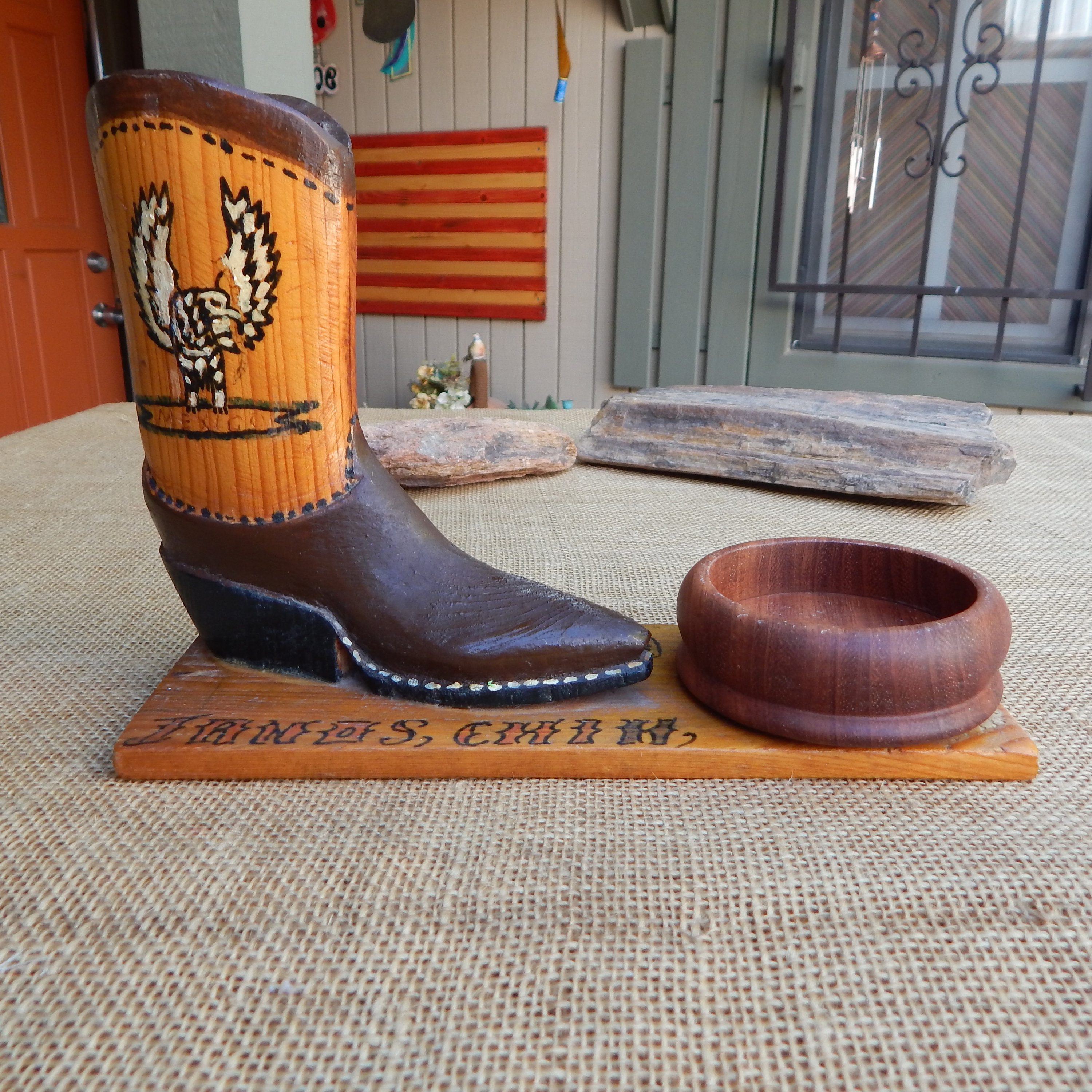 Wooden Cowboy Boot With Coin Dish ~ Dresser or Desk Decor / Made in ...