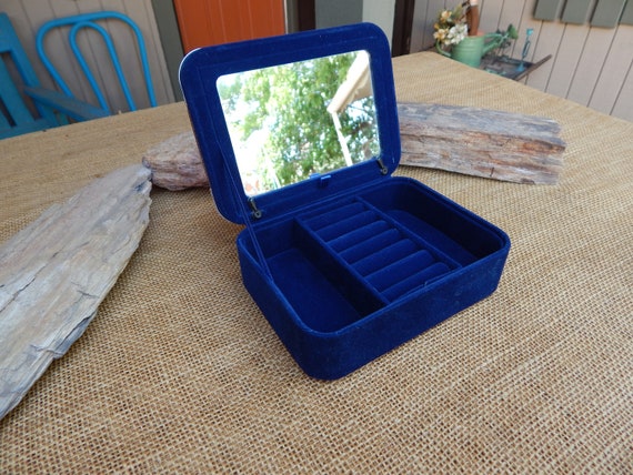Royal Blue Velvet Photo Frame Jewelry Box ~ Faux Le… - Gem