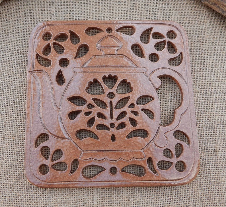 Large Cast Iron Tulip Teapot Trivet / Cast Iron Teapot Trivet - Etsy