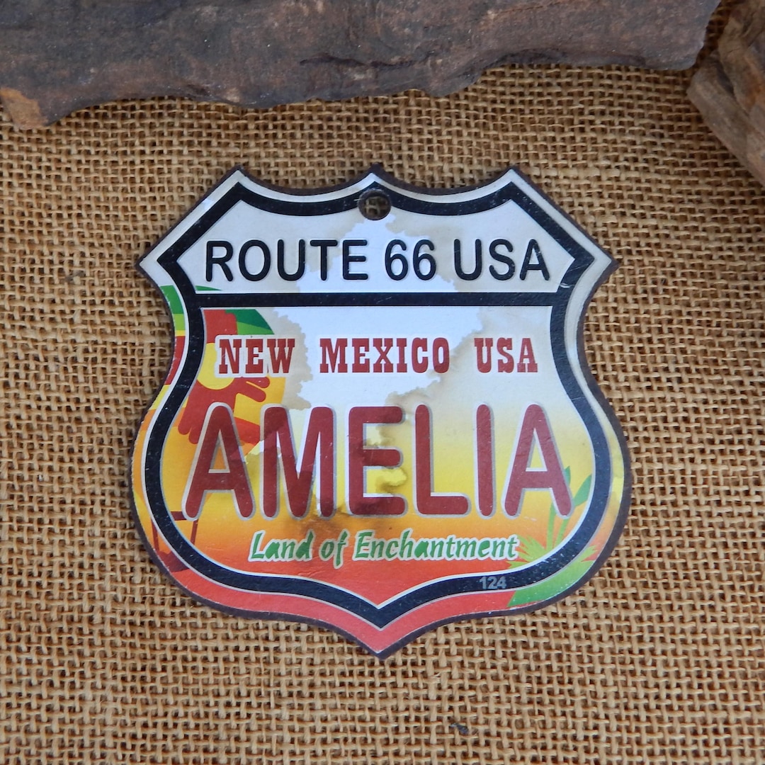 Vintage Route 66 USA New Mexico Souvenir Amelia Name Plate ~ Amelia New ...