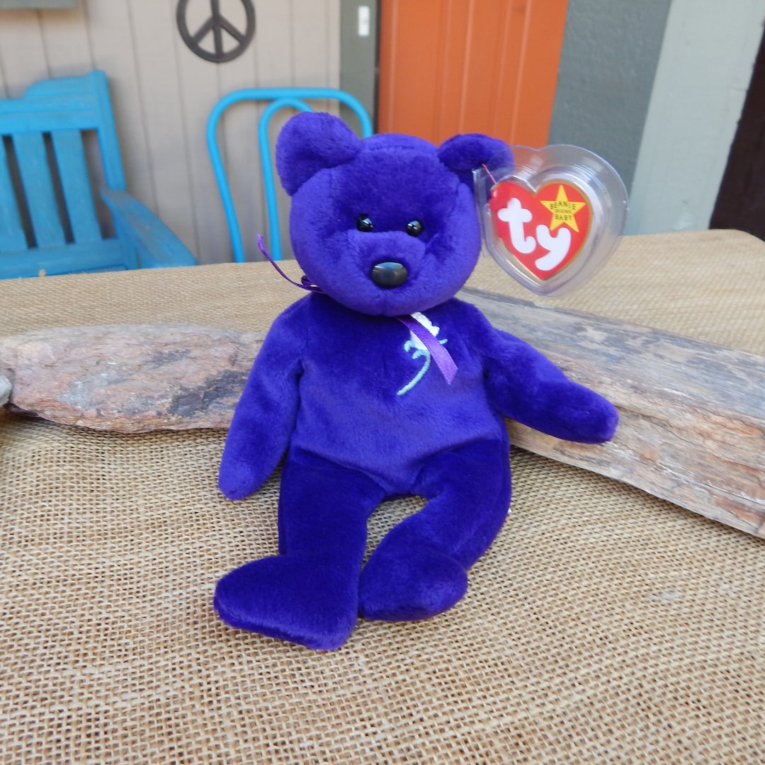1997 Princess Beanie Baby Deep Purple Princess Beanie Baby Purple Bear ...