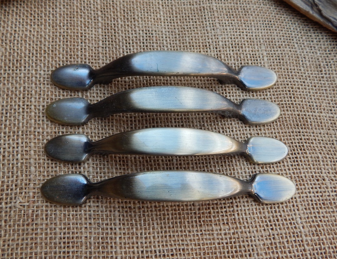 4 Antique Brass Satin Finish Pulls ~ 4 Satin Finish Drawer Pulls ~ 4 ...