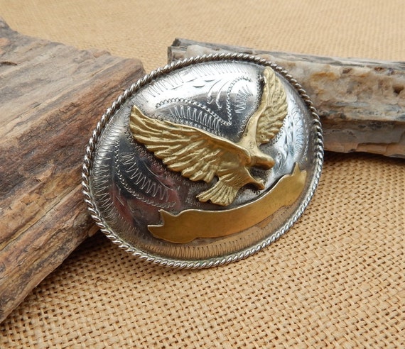 Eagle Belt Buckle / Brass and Silver Eagle Belt Buckle / | Etsy