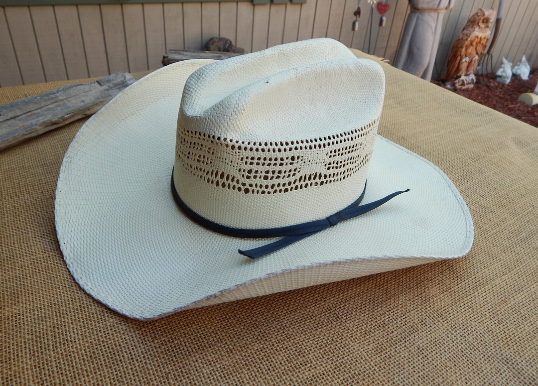 Vintage Texas Hat Co Bangora Straw Cowboy Hat / Size 6 7/8 Bangora ...