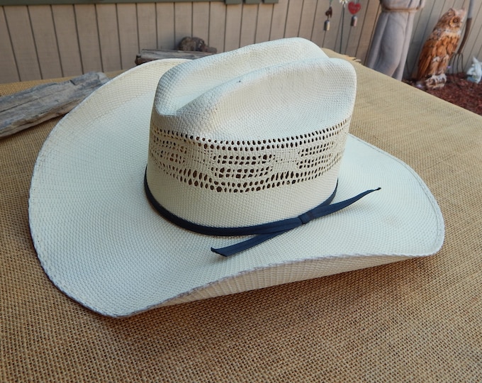 Vintage Texas Hat Co Bangora Straw Cowboy Hat / Size 6 7/8 Bangora ...