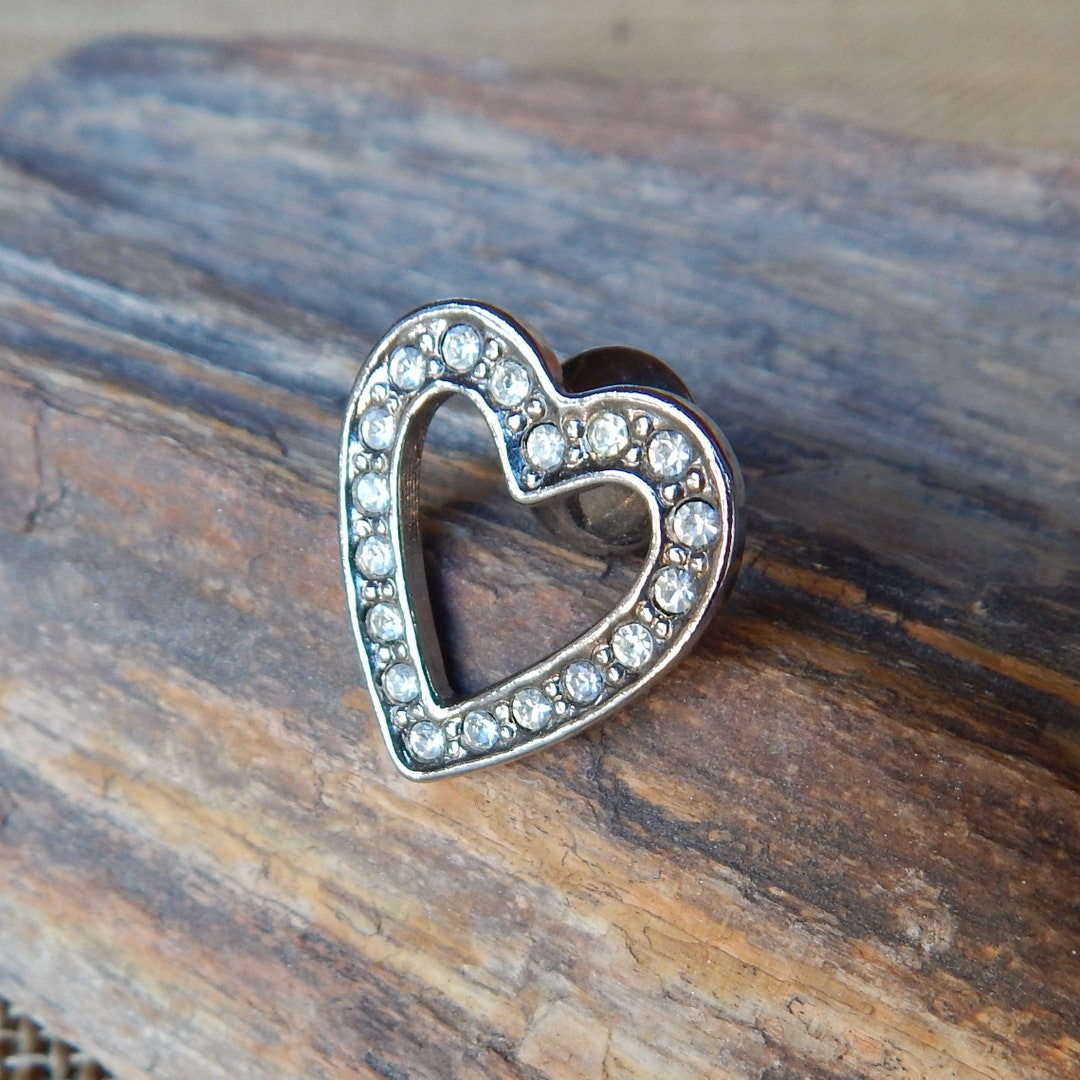 AVON Rhinestone Heart Pin ~ Clear Glass Rhinestone Heart Pin ~ 1980's ...