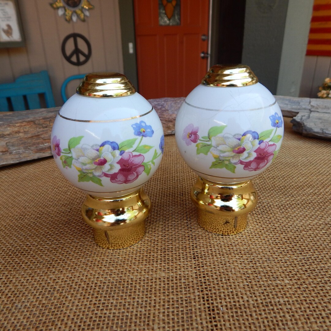 2 Floral Ceramic Ball Bed Post Finials Heavy Ceramic Pour Floral Round ...
