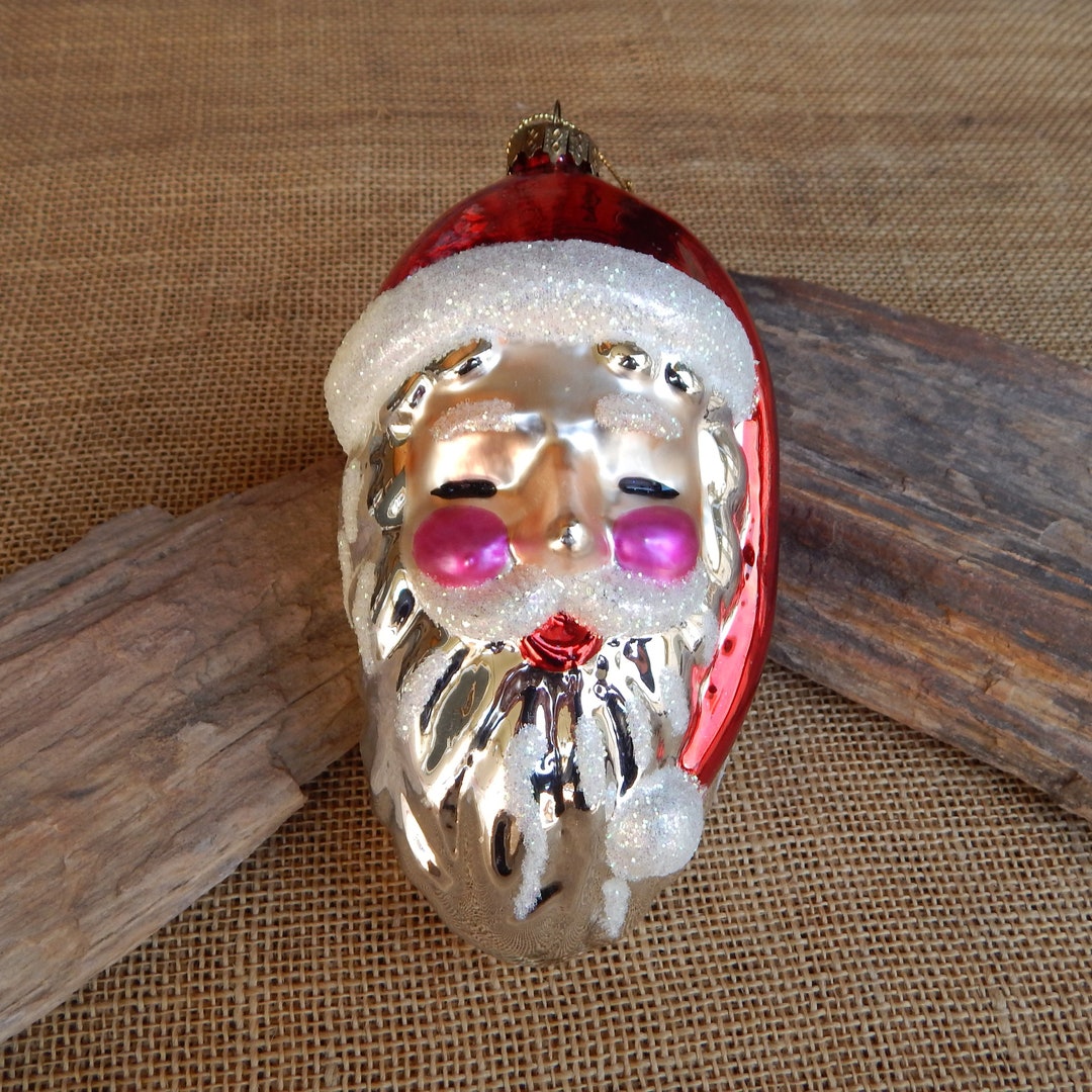 Large Santa Ornament ~ Molded Acrylic Santa Head Christmas Ornament ...