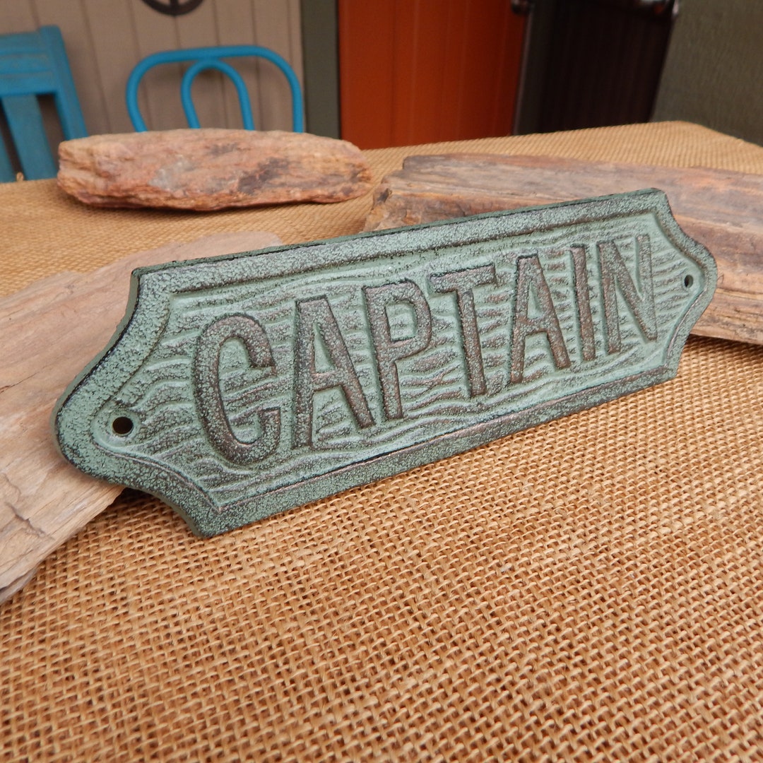 Cast Iron Captain Wall Plaque ~ "captain" in Cast Iron With Sea Green ...