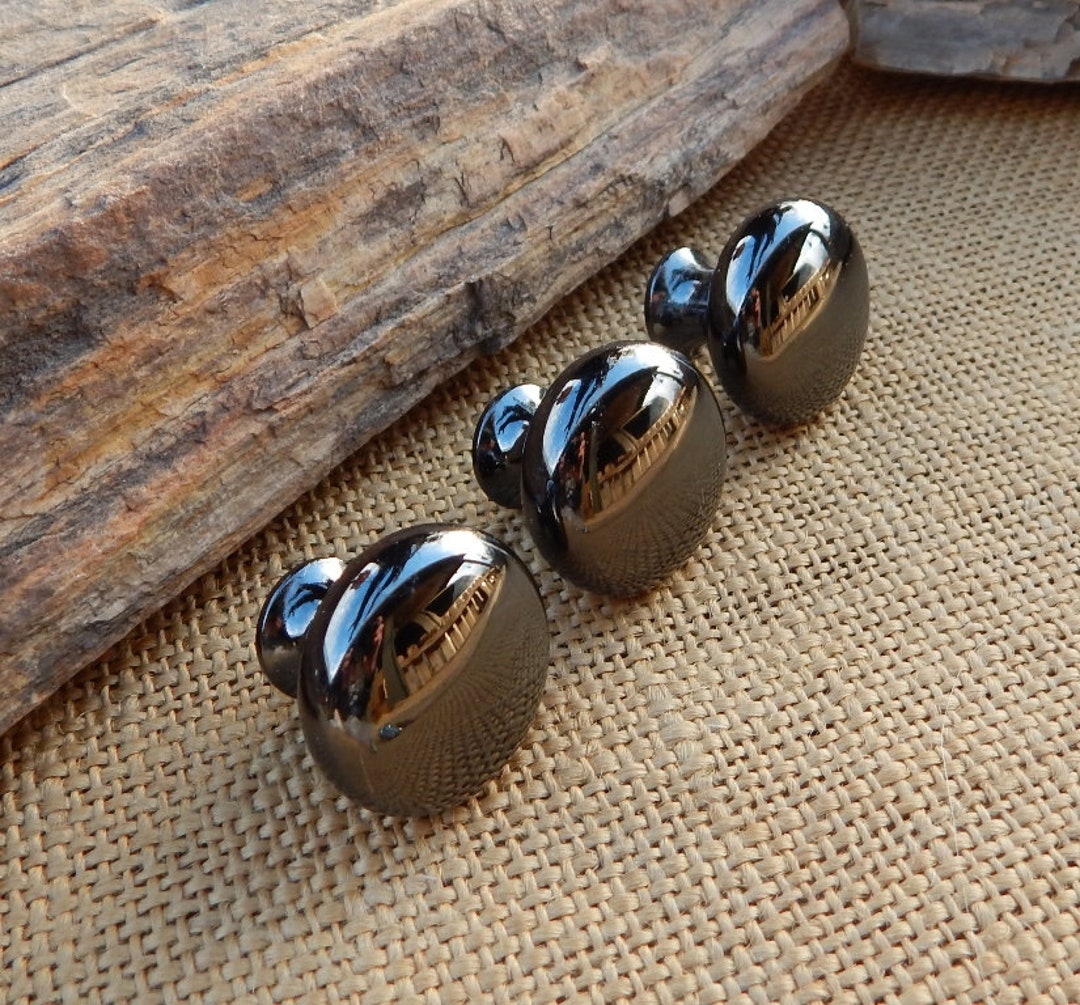 3 Amerock Gun Metal Gray Knobs / New Old Stock Amerock Gun Metal Gray ...