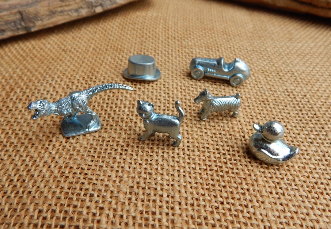 6 Monopoly Metal Game Tokens Includes DINOSAUR Token Rubber - Etsy
