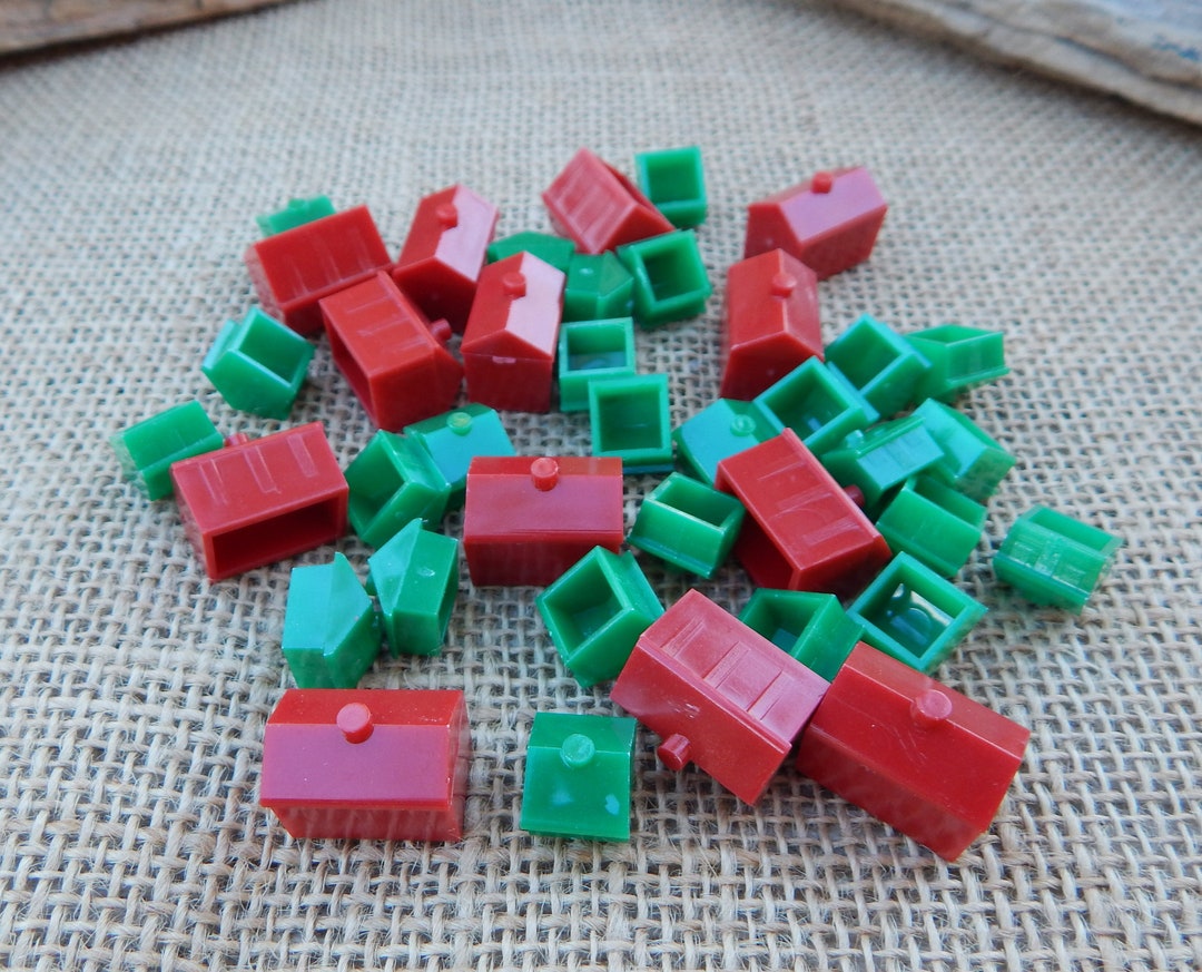 39 Deep Red Monopoly Hotels and Deep Green Houses / 13 Monopoly Hotels ...