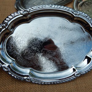 3 Serving Trays / WM Rogers 870 Silver Plated Round Tray / Keystoneware ...
