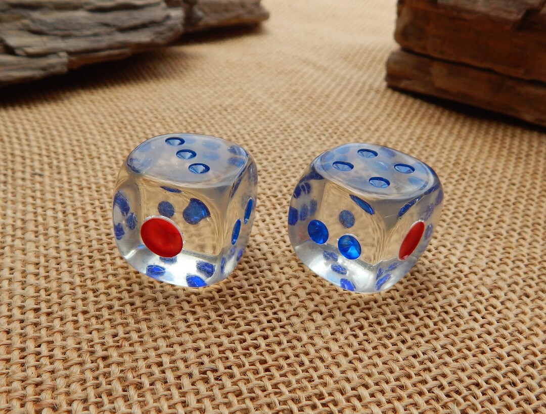 Large Vintage Dice / Pair of 1" Square (6 Sided) Dice / One Pair Large ...