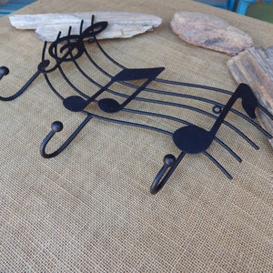 Music Notes Wall Mount Hooks Matte Black Cast Iron Music Notes Wall ...