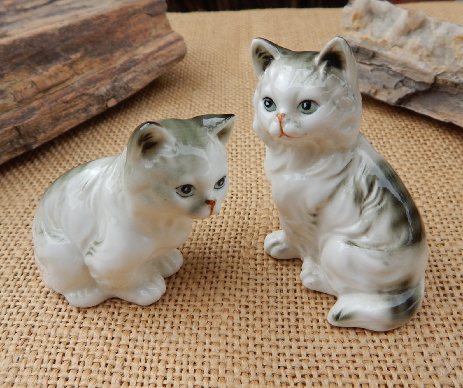 1 Mom Cat & 2 Kittens / Bone China Cat With Two Kittens / Cat and Two ...