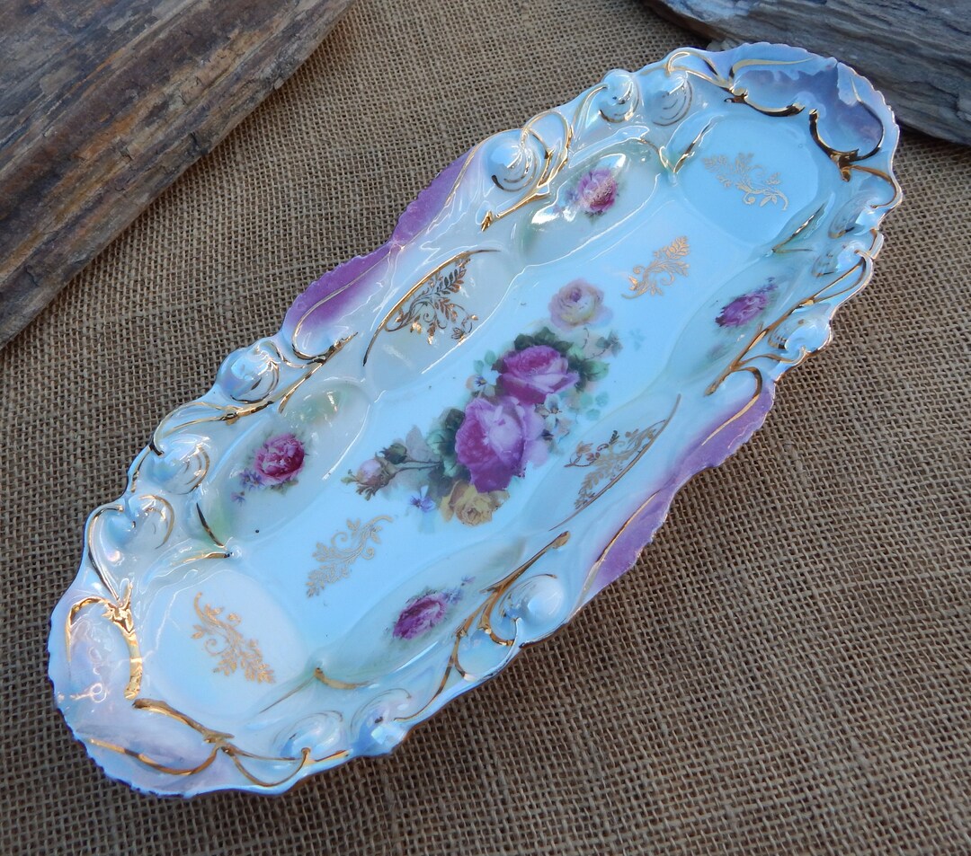 German Lusterware Ceramic Celery or Bread Dish / German - Etsy