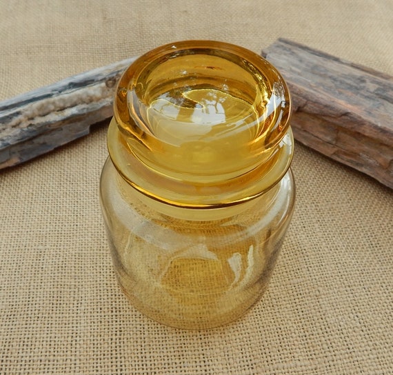 Light Amber Jar / Domed Lid Amber Jar / Vintage Amber Jar / | Etsy