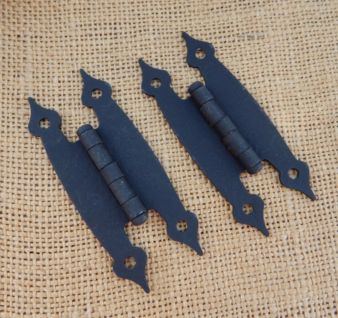 2 Hammered Colonial Style Surface Mount Hinges / Black Matte Hinges ...