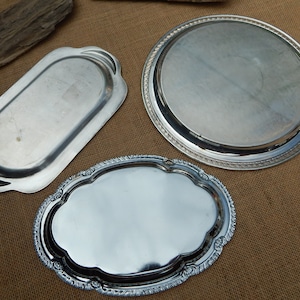 3 Serving Trays / WM Rogers 870 Silver Plated Round Tray / Keystoneware ...