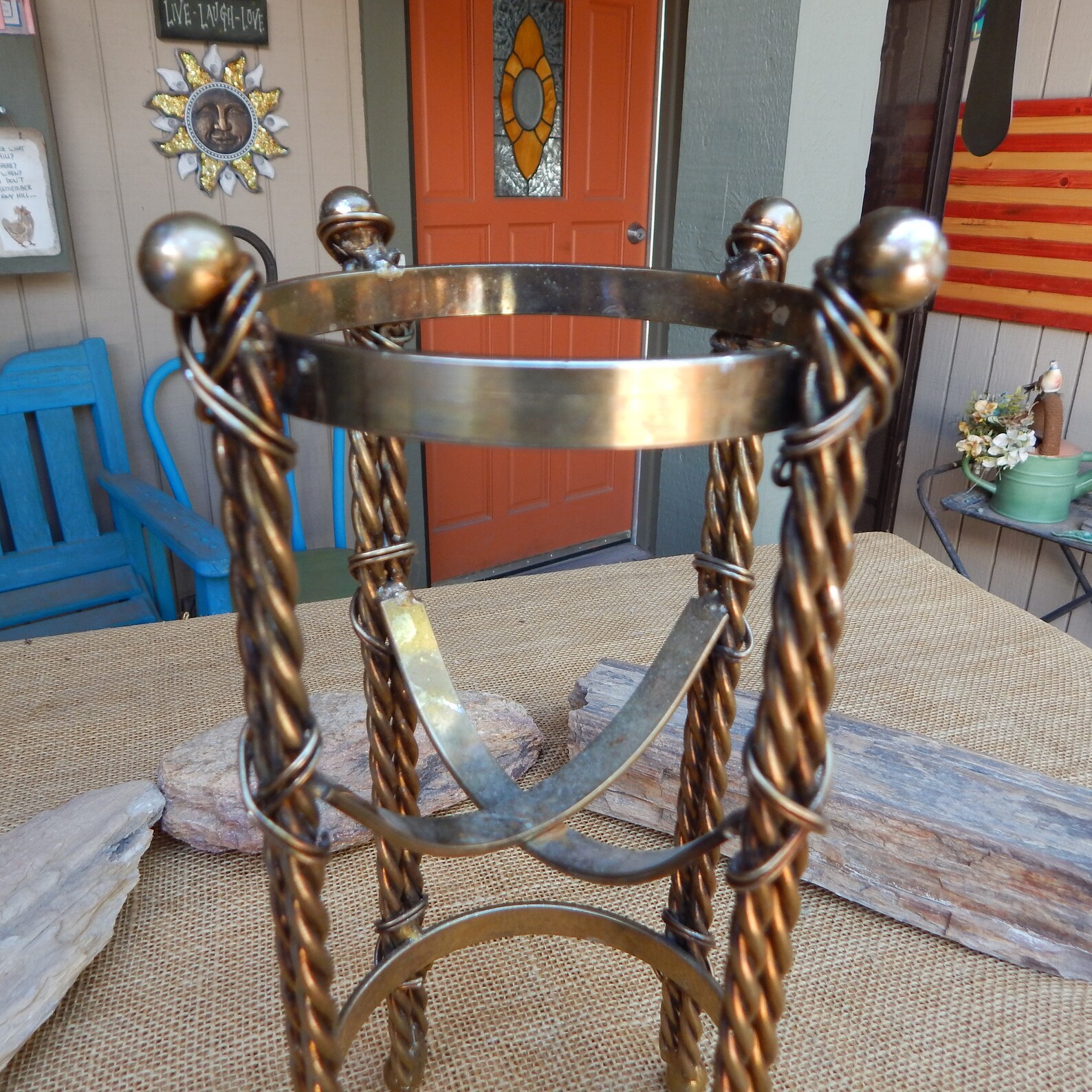 Twisted Rope Candle Stand Antique Brass Finish Candle Stand or Orb ...