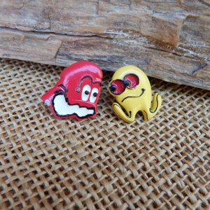 Authentic Original 1980 Red Eyed Pac Man Pin and Red Ghost Pin ~ Metal ...