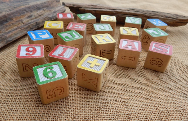 19 Wooden ABC Blocks / 19 Wooden Blocks With Letters Numbers - Etsy