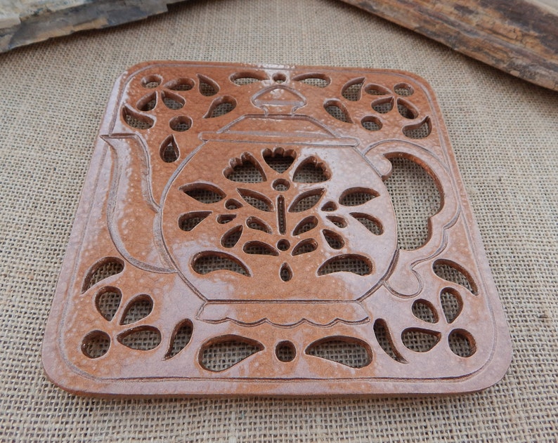 Large Cast Iron Tulip Teapot Trivet / Cast Iron Teapot Trivet - Etsy