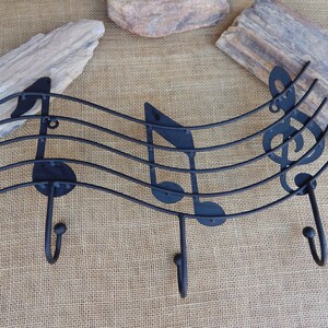 Music Notes Wall Mount Hooks Matte Black Cast Iron Music Notes Wall ...