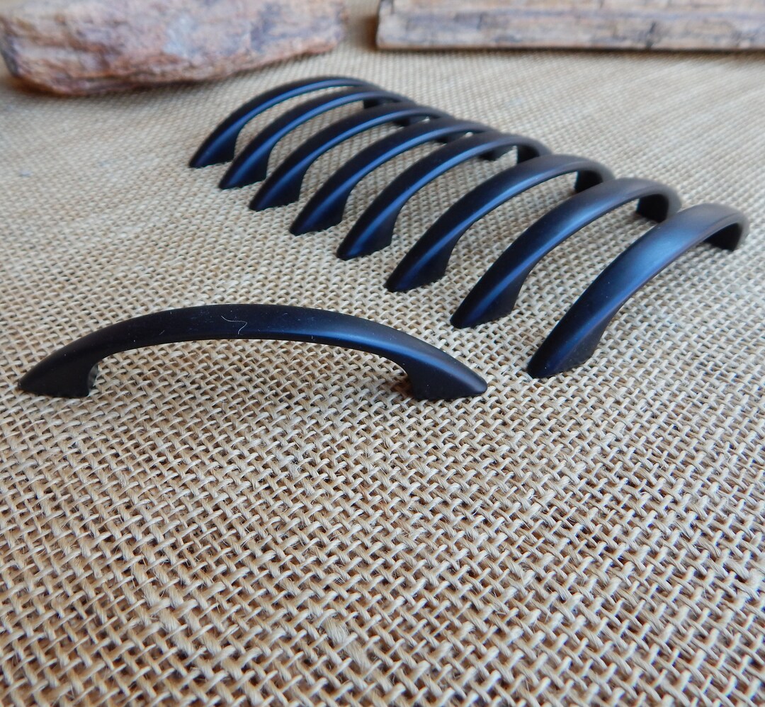 9 Smooth Black Metal Pulls ~ Narrow Sleek Black Metal Pulls ~ NOS Black ...
