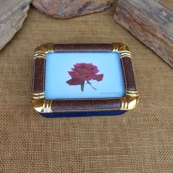Royal Blue Velvet Photo Frame Jewelry Box ~ Faux Le… - Gem