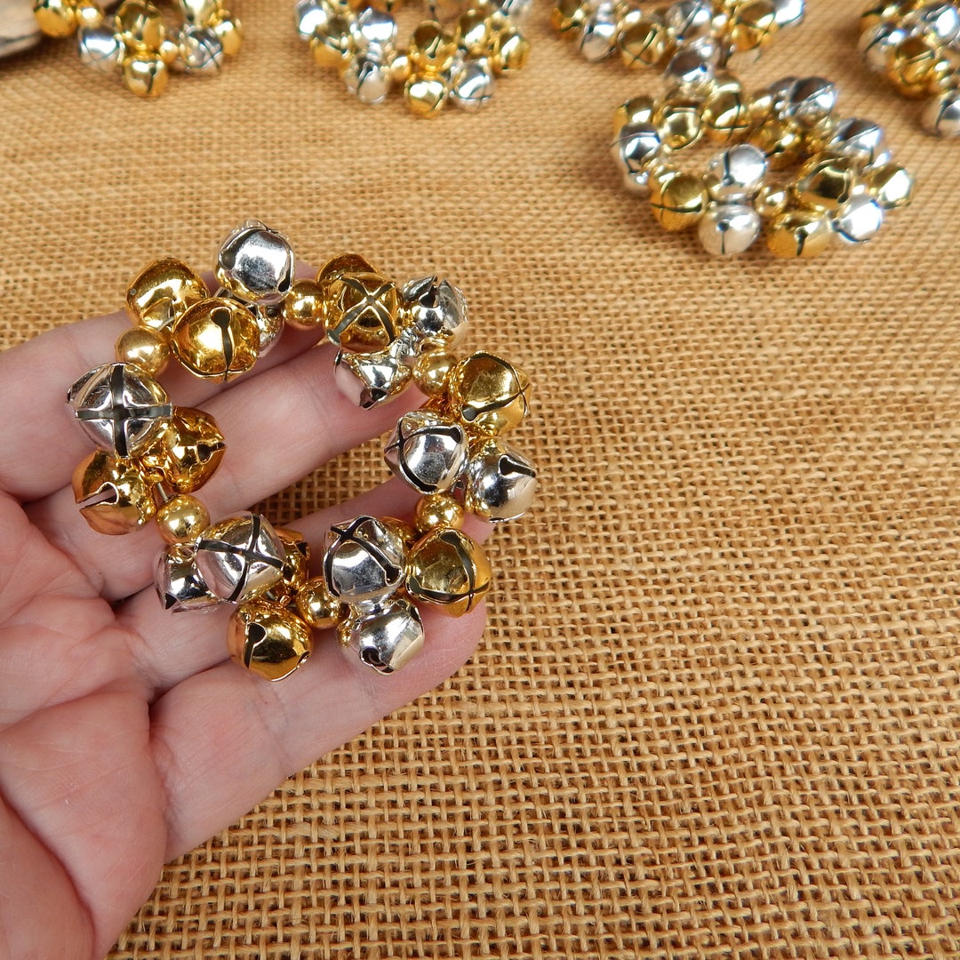 8 Gold & Silver Jingle Bell Napkin Rings Festive Table Setting Jingle ...