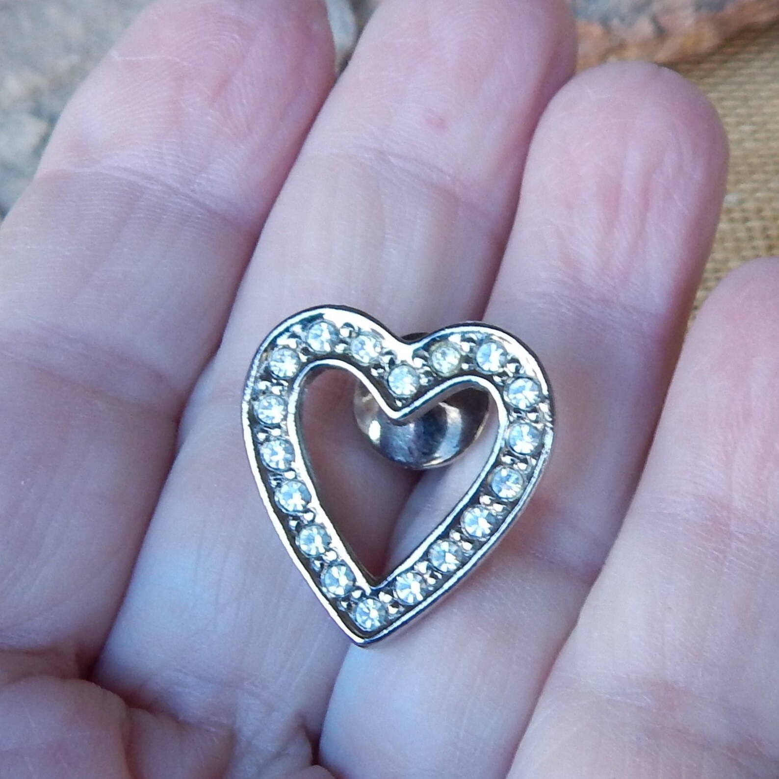 AVON Rhinestone Heart Pin ~ Clear Glass Rhinestone Heart Pin ~ 1980's ...