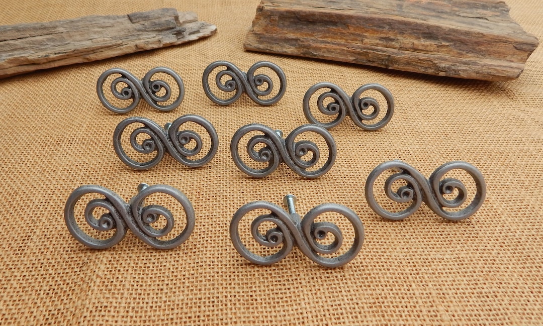 8 Swirled Pressed Aluminum Pulls / 8 New Old Stock Swirled Pulls / 8 ...