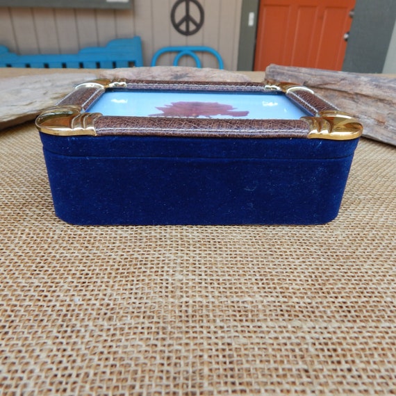 Royal Blue Velvet Photo Frame Jewelry Box ~ Faux Le… - Gem
