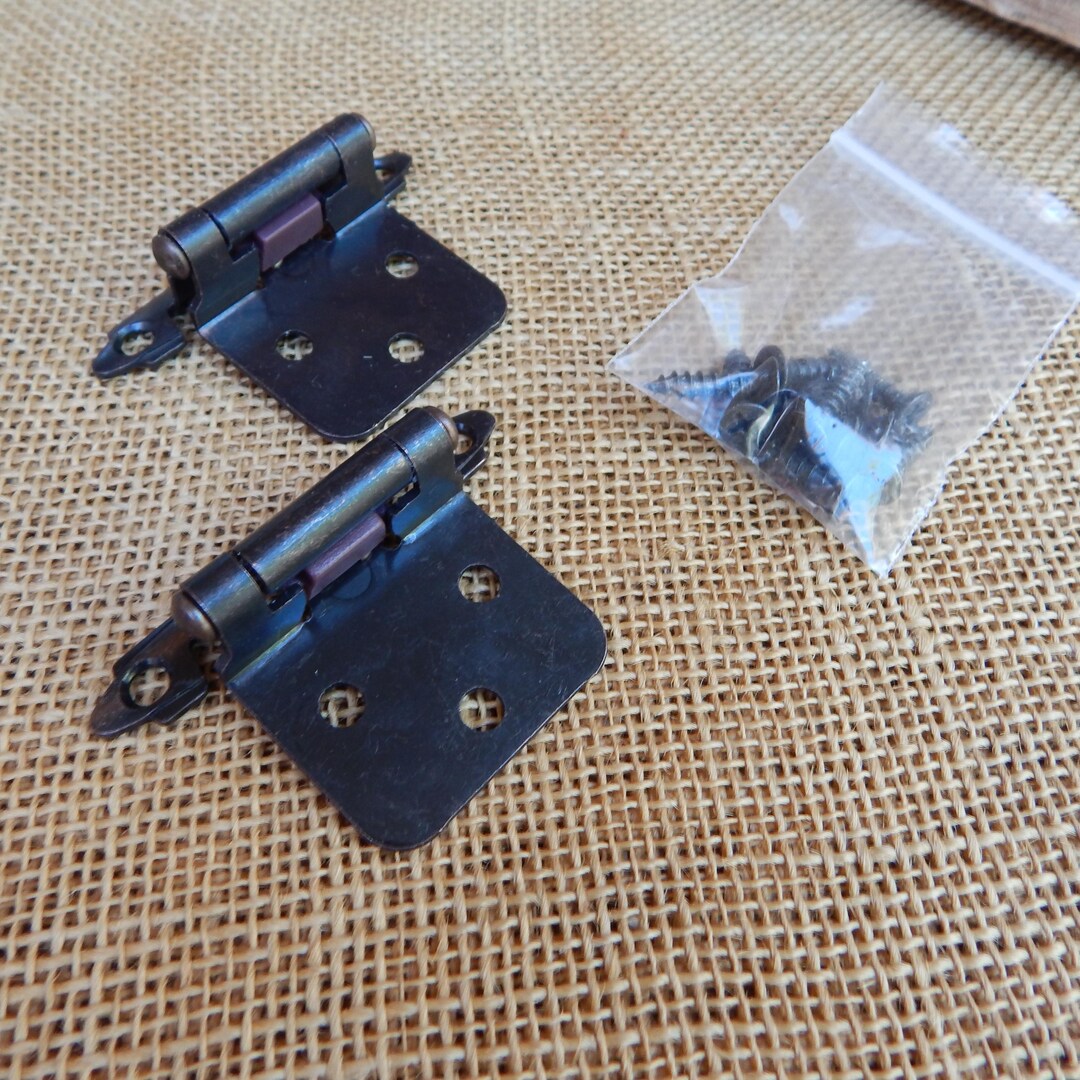 2 Antique Copper Metal Hinges With Screws ~ 2 Cabinet Hinges ~ Antique Copper Finish Metal ...