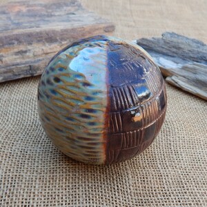 Decorative Ceramic Orb / Solid Pour Glazed Floral Ceramic Orb / 4 Panel Decorative Solid Ceramic ...