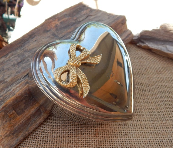 Silver Metal Heart Shaped Box / Silver Metal Heart Shaped Box - Etsy