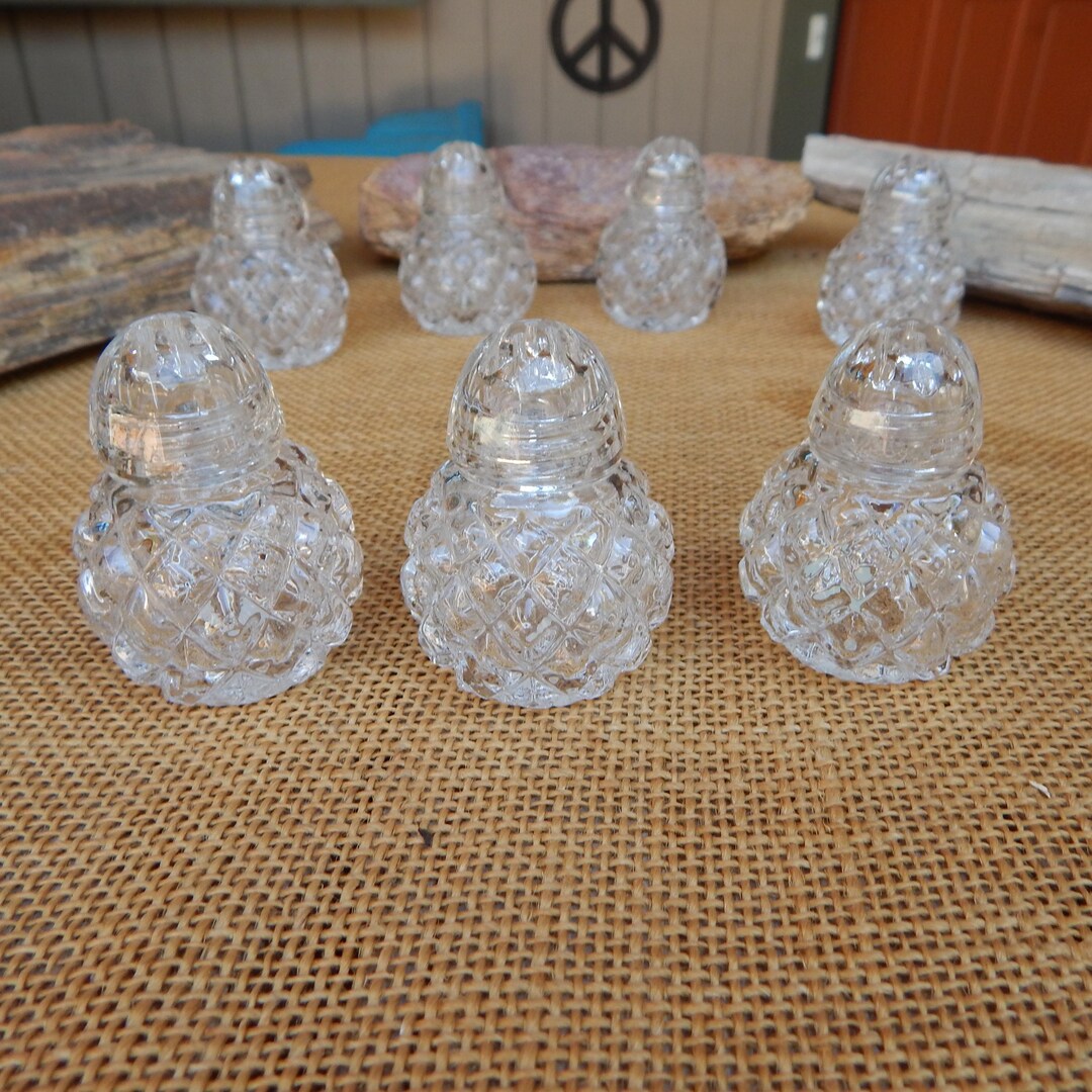 7 Pressed Glass Personal Size Salt & Pepper Shakers ~ Made in Western ...