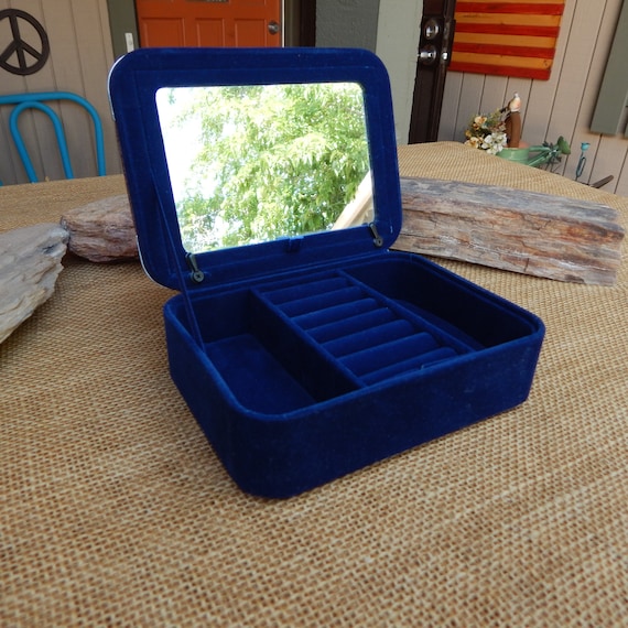 Royal Blue Velvet Photo Frame Jewelry Box ~ Faux Le… - Gem