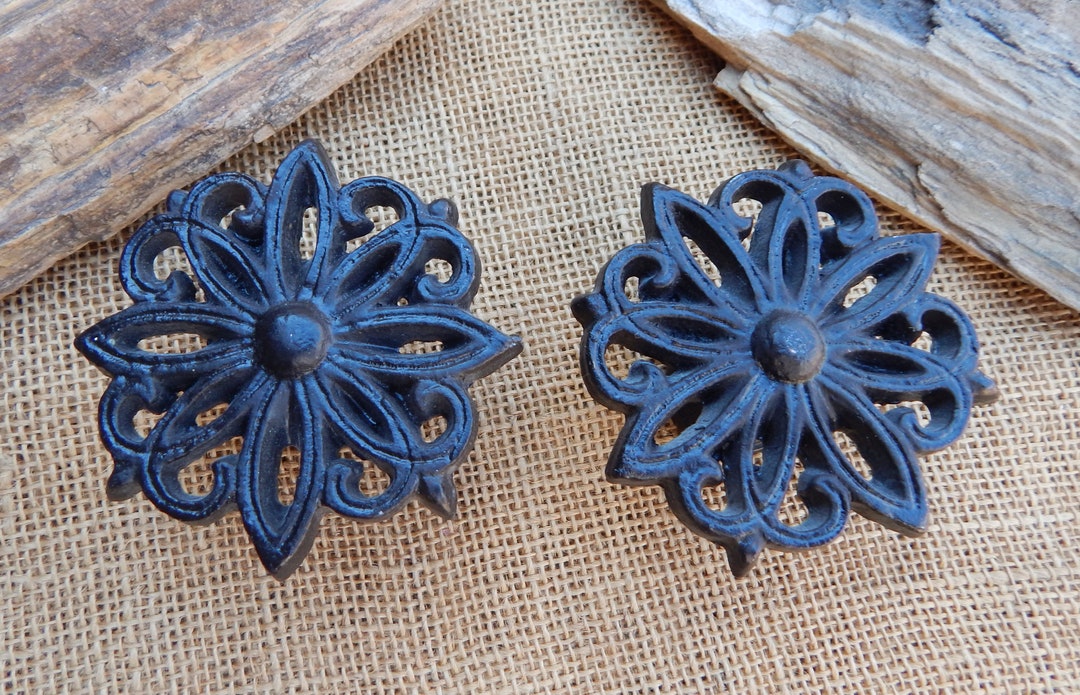 2 Large Floral Knobs or Finials / Floral Cabinet Knob / 2 Floral Composite Knobs / Floral ...