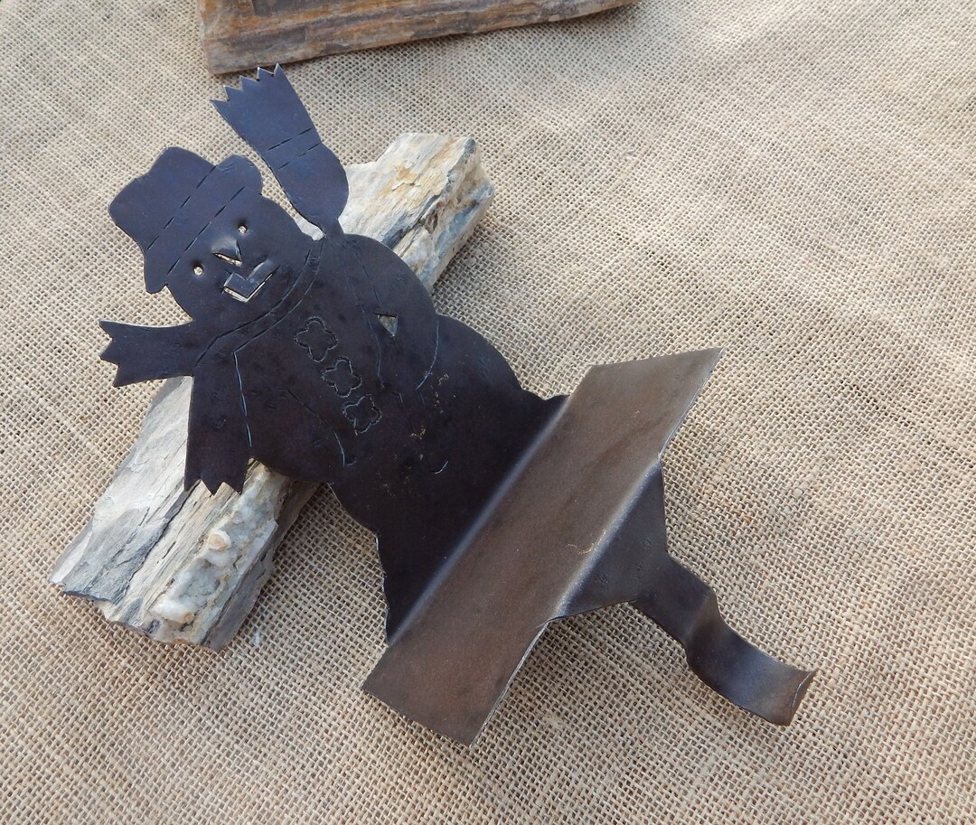 Primitive Metal Snowman Christmas Stocking Holder / Primitive Snowman ...