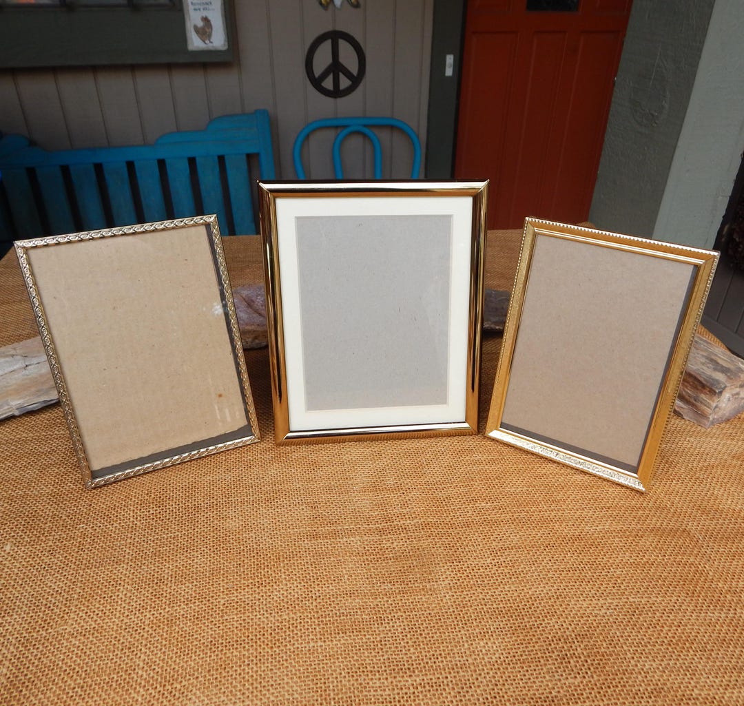 3 Vintage Gold Toned Metal Frames ~ 1980's Metal Frames Easel Backs ...