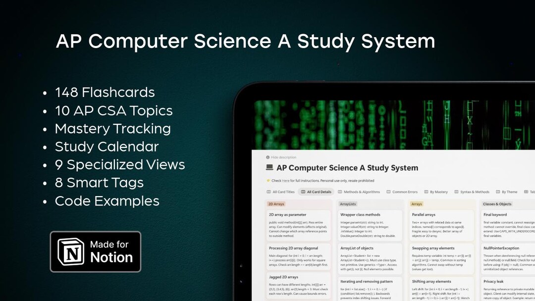 AP Computer Science A Flashcards - Complete Study System - Etsy