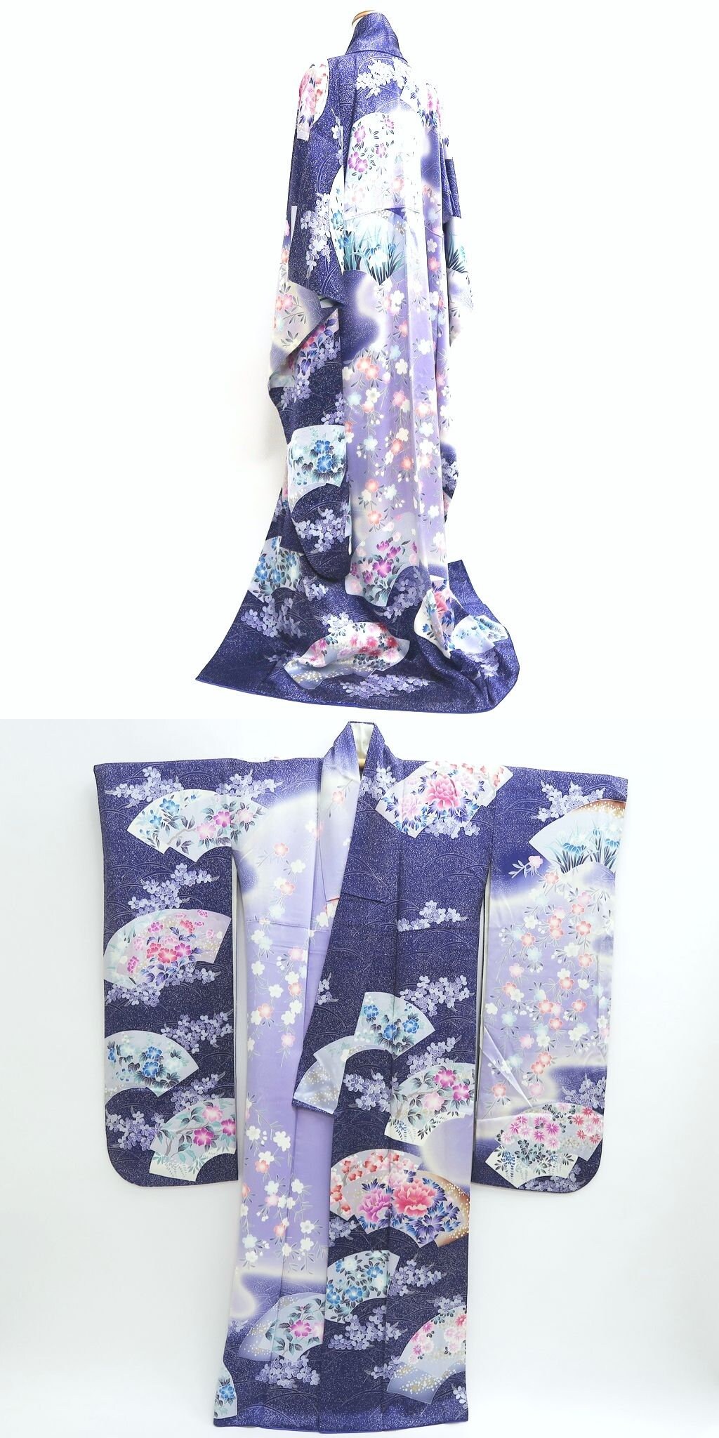 Furisode Blue Lavender Shidare Sakura Peony Tall Silk 9704J5 - Etsy