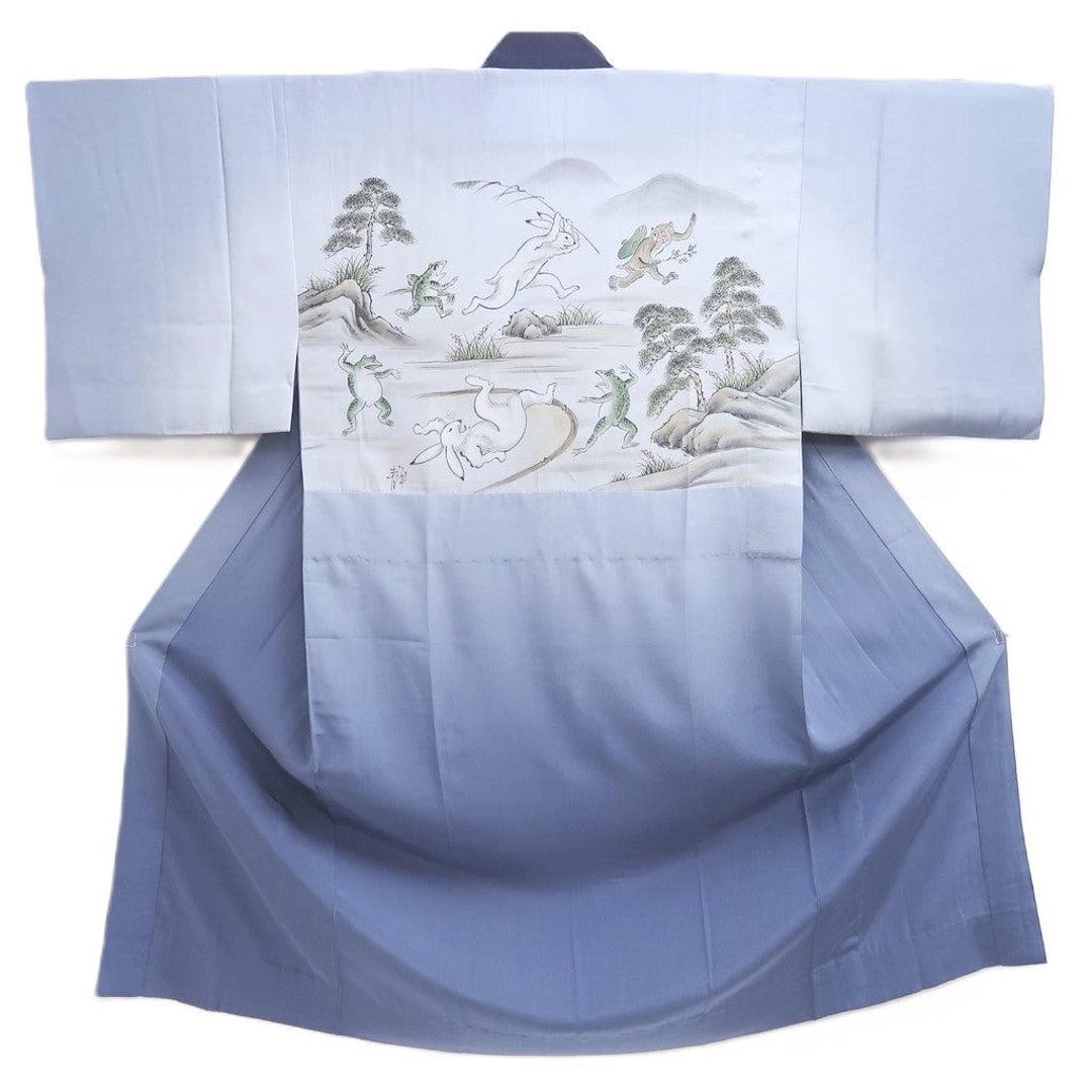 Men's Juban Blueish Gray Chojugiga Rabbit Frog Silk #10663C5 - Etsy