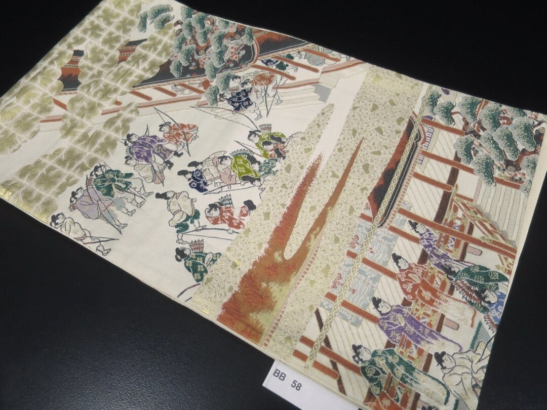 Fukuro Obi Vintage(1950-1980) Gold Green Samurai Silk BB58W4 - Etsy