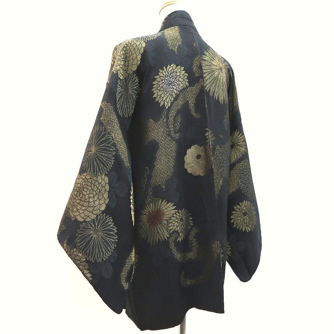 Haori Jacket Vintage1950-1980 Black Gold Chrysanthemum Silk 10006C3 - Etsy